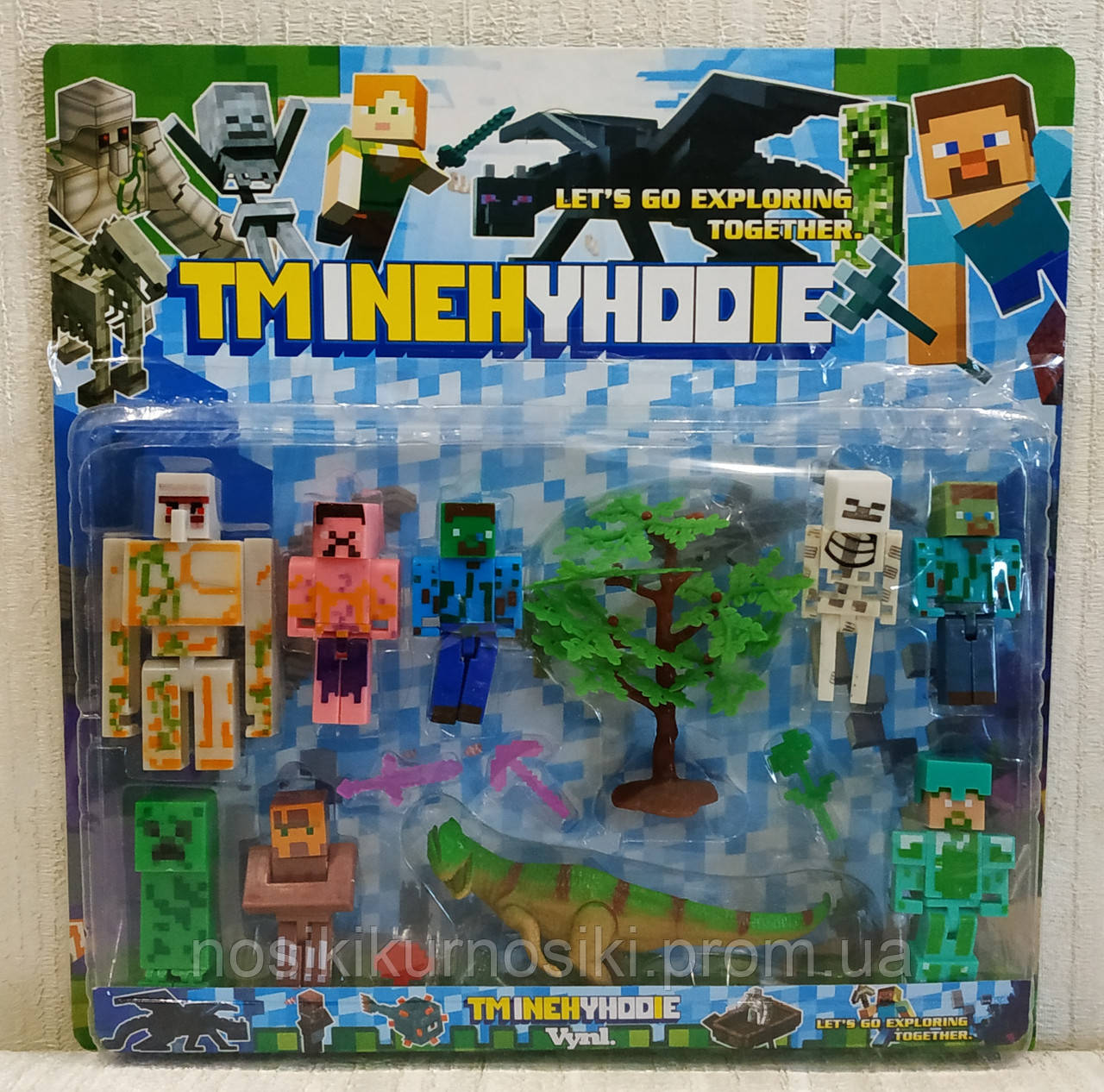 Купить Фигурки Minecraft Герои Майнкрафт 8 фигурок, динозавр, оружие ...