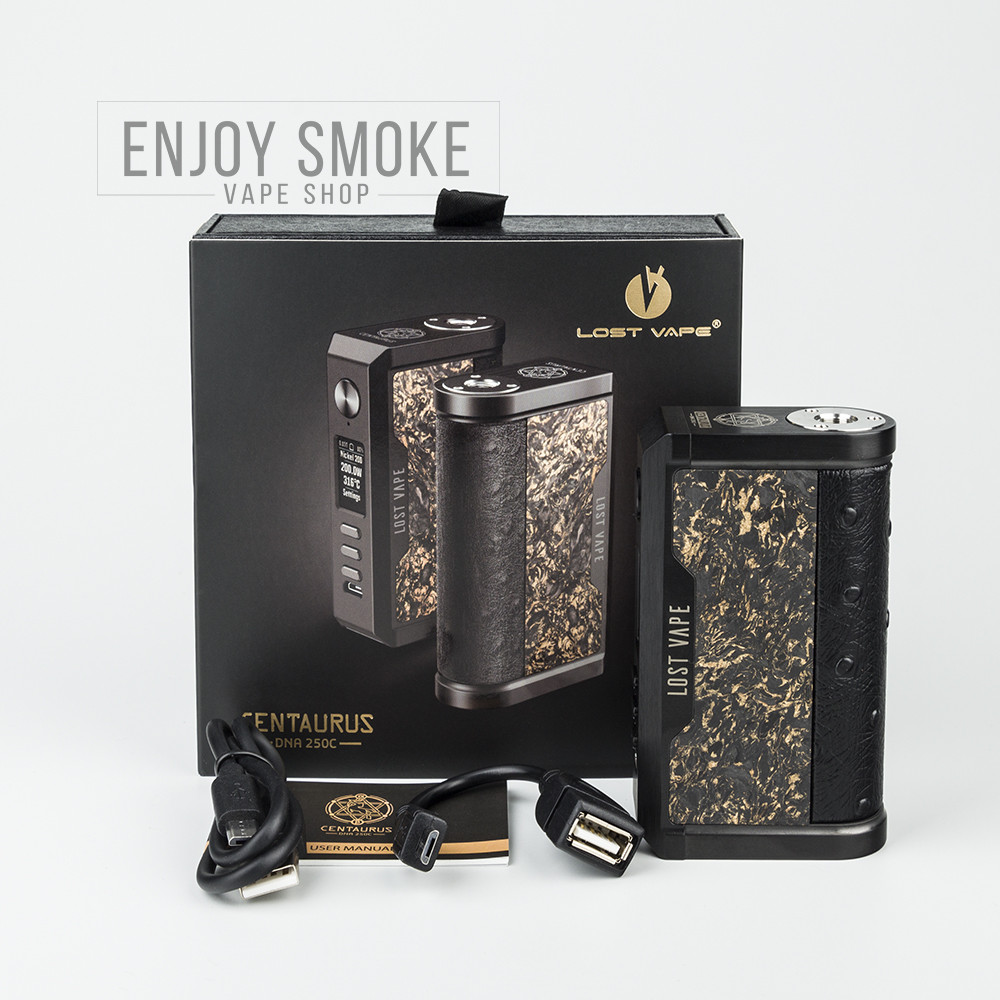 Lost Vape Centaurus DNA 250C - Black Ostrich Gold Chopped Carbon Fiber ...