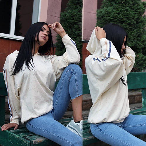 Купить Женская кофта спортивного типа с капюшоном и лампасами, цена 396 ...