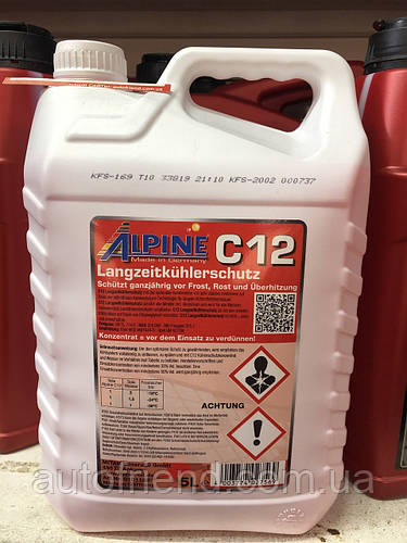 Купить Alpine C12 G12 Langzeitkühlerfrostschutz красный концентрат 5л ...