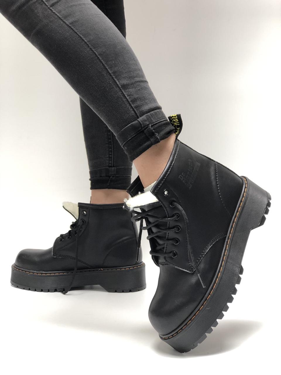 Массивные ботинки на платформе Dr Martens Jadon mid Черные (с мехом ...