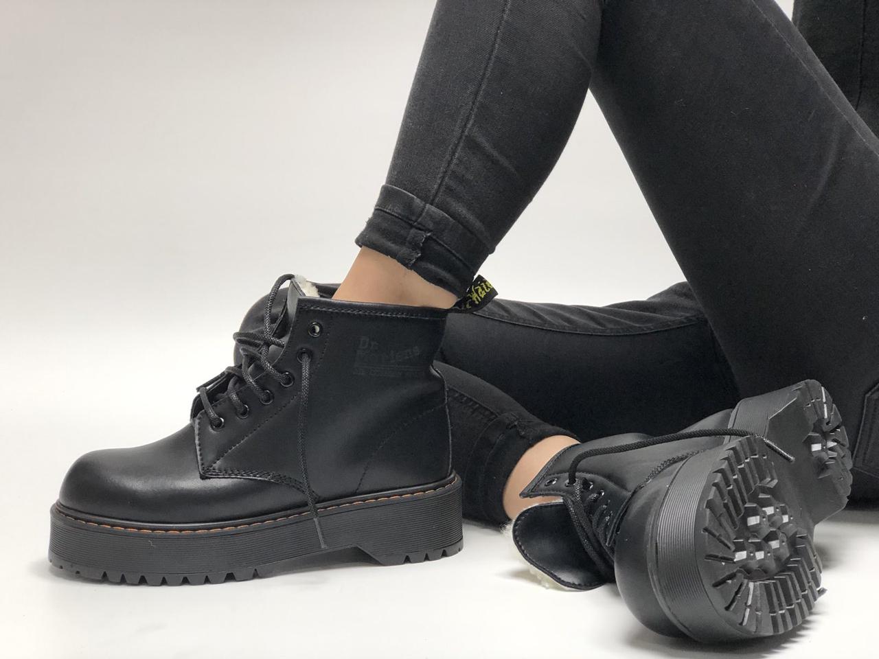 Массивные ботинки на платформе Dr Martens Jadon mid Черные (с мехом ...