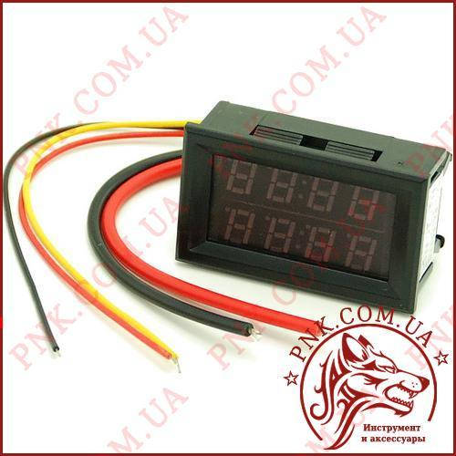 Вольтметр + амперметр VA-27044 до 200V 10A, 4 разряда, в корпусе (ID ...