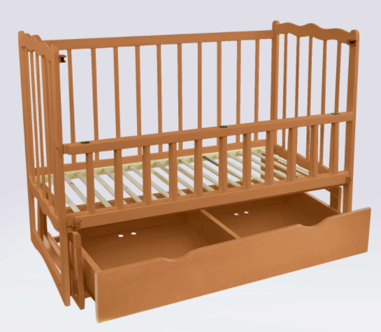 Детская кроватка деревянная маятник с шухлядой и откидным бортиком "Сон ...