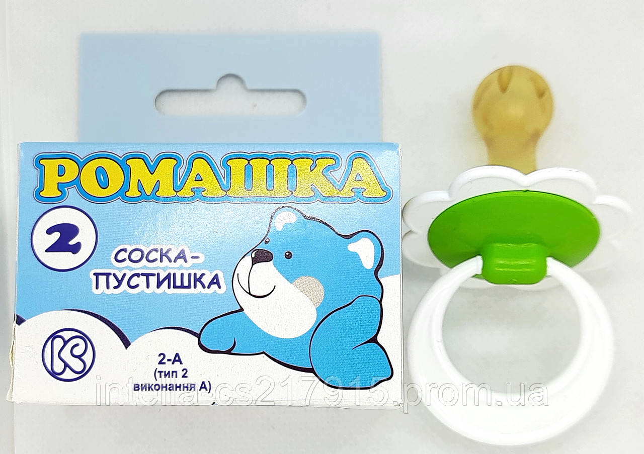 Соска-пустышка латексная "Ромашка-2" с кольцом в картонной упаковке ...