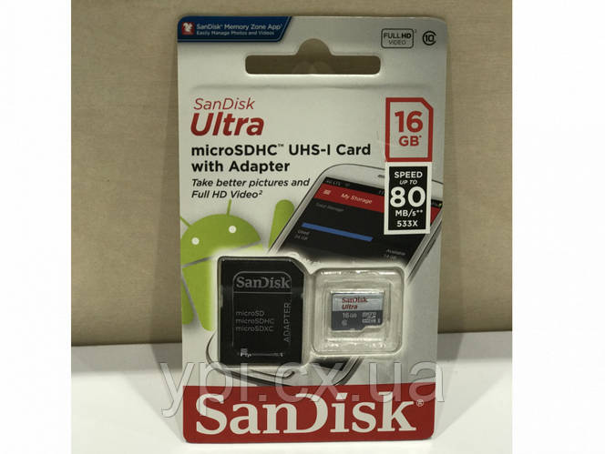 ФЛЕШ КАРТА MICRO-SD 16 GB 10class SanDisk, ціна: 180 ₴, купити на Prom.ua