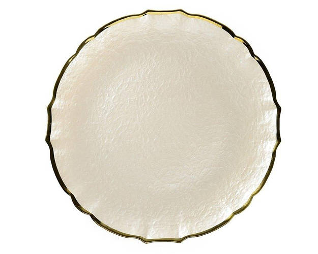 Підставна тарілка REMY-DECOR Evelyn зі скла білого перламутрового ...