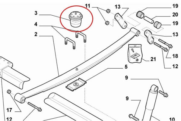Купить Отбойник задней рессоры на Fiat Ducato 250, Peugeot Boxer ...