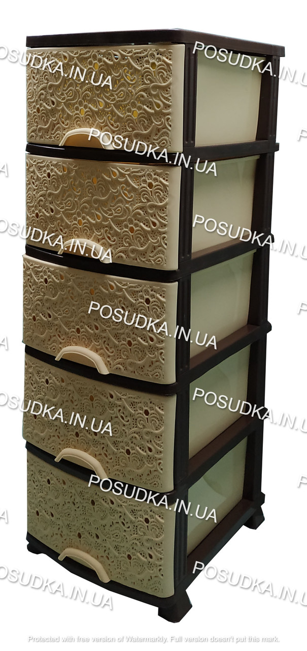 Комод Пластиковый 5 Ящиков Ажур Бежево-коричневый Efe Plastics — Купить ...