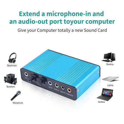 Usb внешняя звуковая карта Kebidu Sound Card 6 канальная Spdif 5 1