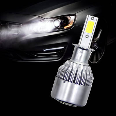 Автомобильные светодиодные LED/ЛЕД лампы в фару H3 12V COB + ЛИНЗА ...