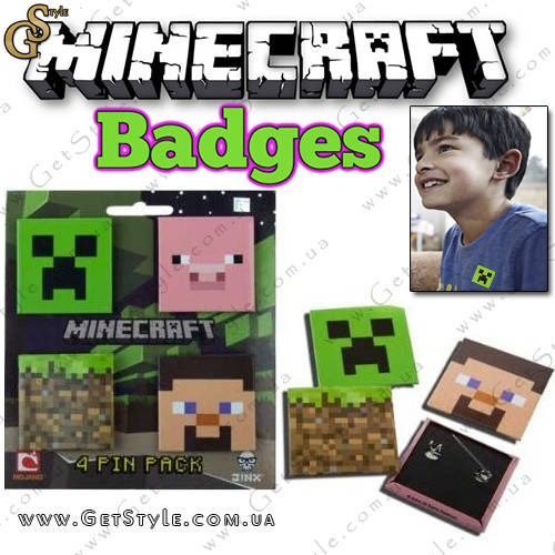 Купити Значки Minecraft Badges Set 4 шт, ціна 185 ₴ - Prom.ua (ID ...