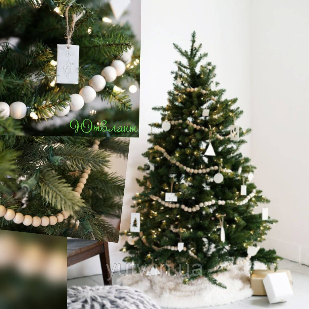 Деревянные бусы на елку длина 3м. ЭКО гирлянда из деревянных бус ...