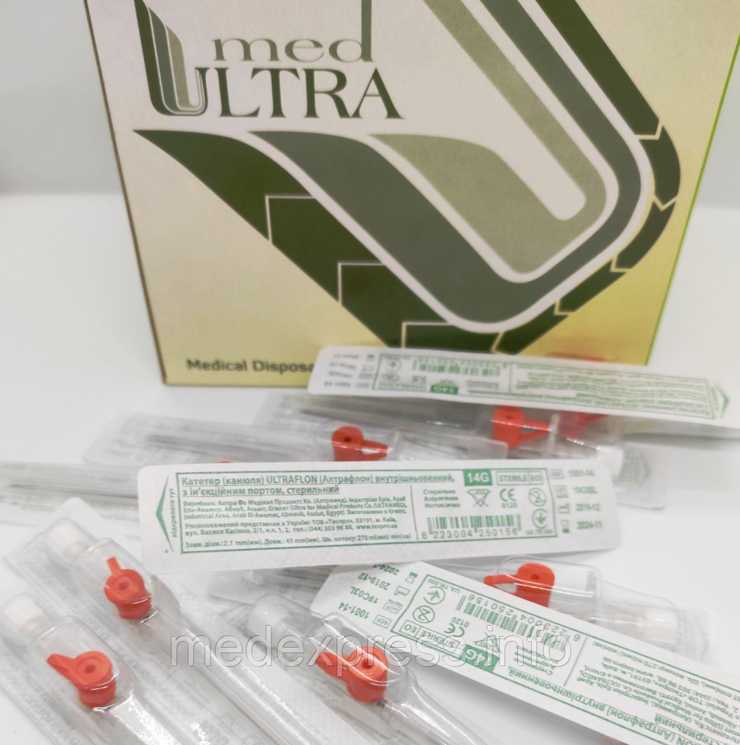 Катетер (канюля) внутрішньовенний 14G ULTRAFLON з ін'єкційним портом ...