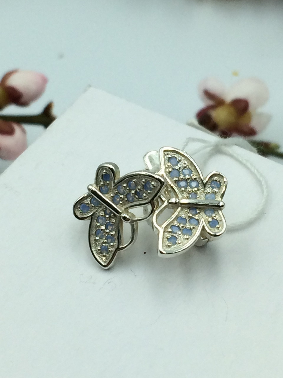 Серьги Серебро 925 Бабочки с нанокристалами Винкс Родий 2870 Элис (ID ...