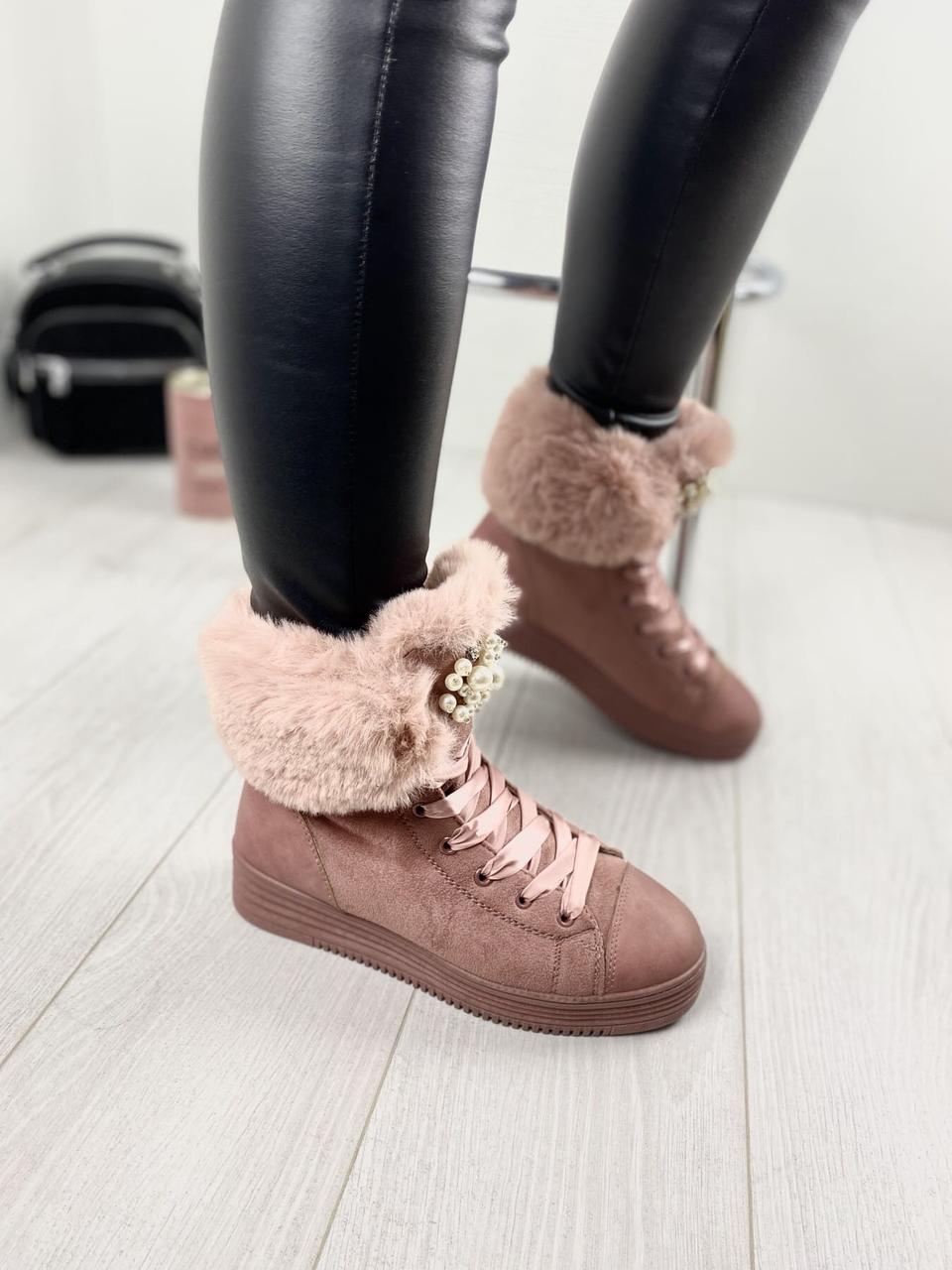 Купить Черевики жіночі Bosida LC9671-9 пудра (зима, еко-замша) (1157 ...