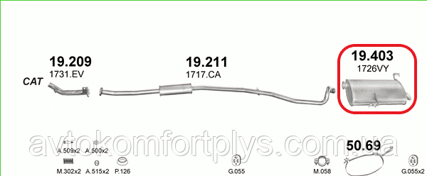 Глушитель PEUGEOT 206 1.1i универсал (Пежо 206) (ID#43915877), цена ...