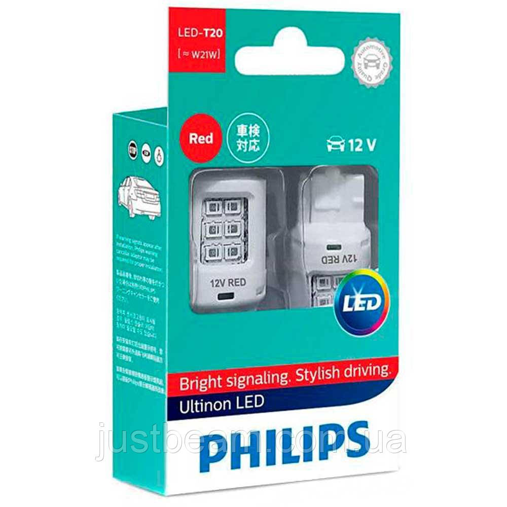 Світлодіодні лампи LED Philips Ultinon T20/5W (W21/5W) 11066ULRX2 Red ...