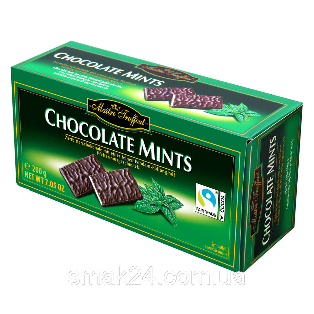 Шоколад (цукерки) Mints (м'ята) Maitre Truffout Австрія 200г, ціна: 167 ...