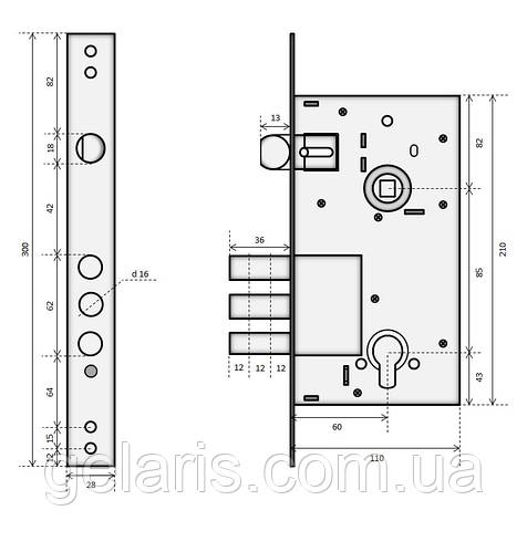 Купить Замок дверной для металлической двери S.D 252 RL-C Моноблок хром ...