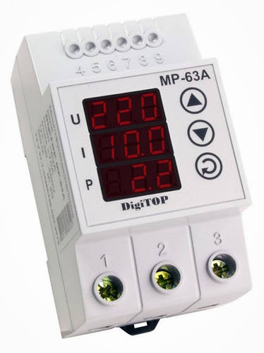 Реле багатофункціональне MP-63А Реле напруги + реле напруги з контролем струму DigiTOP, ціна ...