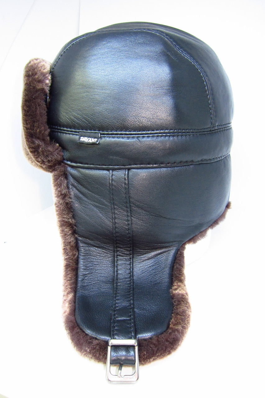 Чоловіча шапка вушанка з натуральної шкіри та хутра овчини Davani 00188 Id 1321329104 цена