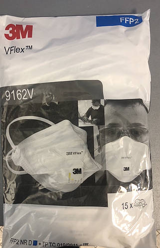 Маска 3М Респиратор ФФП2 NR D 3M VFlex 9162 V / E с клапаном, оригинал - медицинская защитная ...