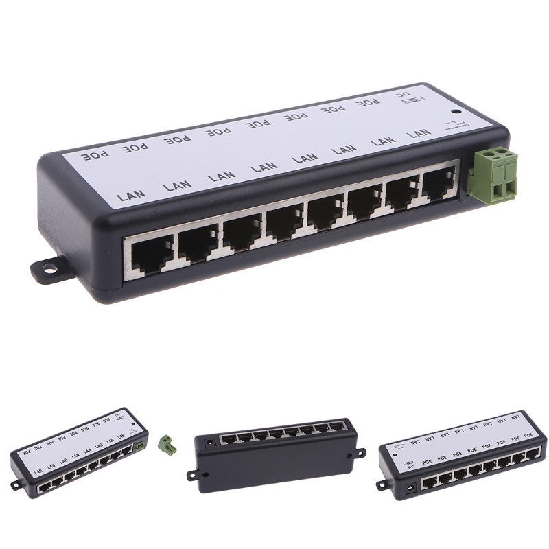 Купить 8 портовый POE инжектор питания через Ethernet адаптер для IP ...