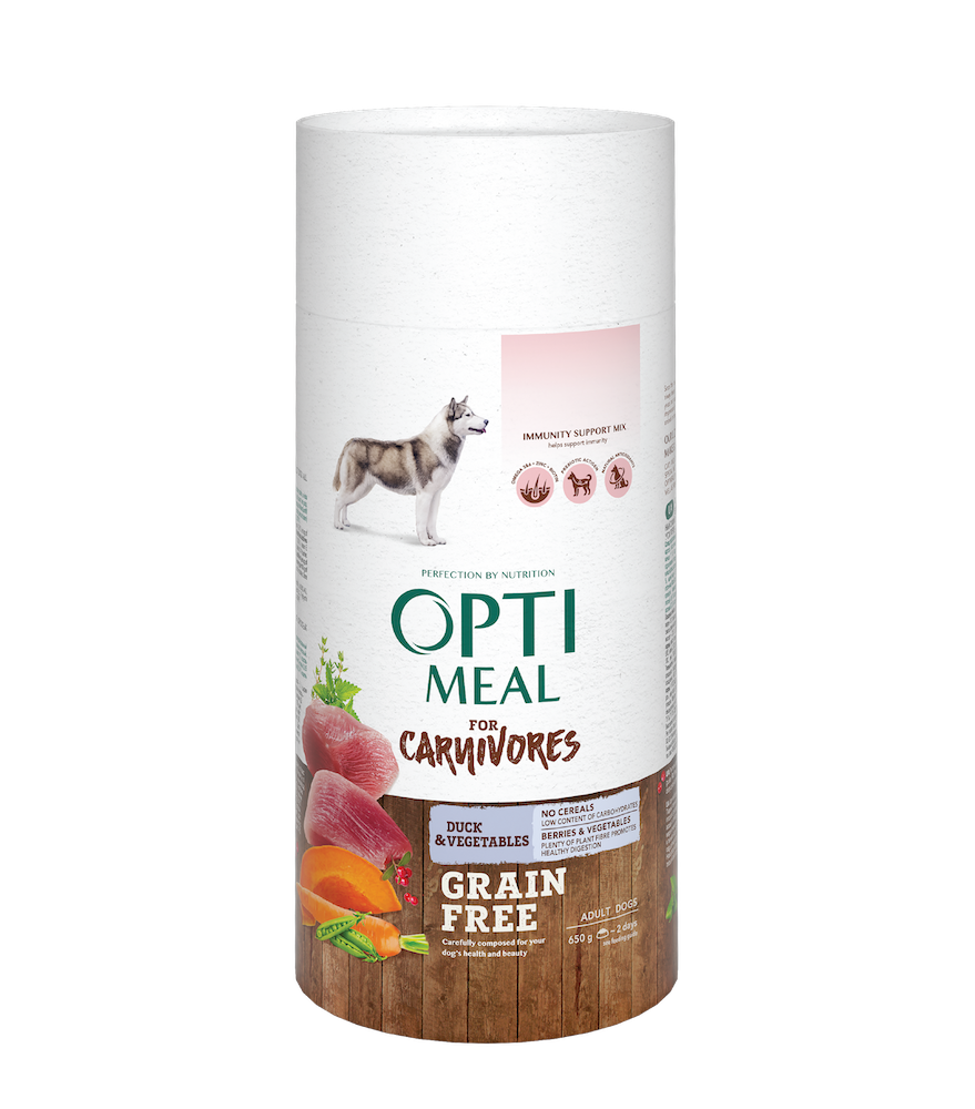 Купить Optimeal Carnivores Duck Vegetables для собак с уткой 650 г ...