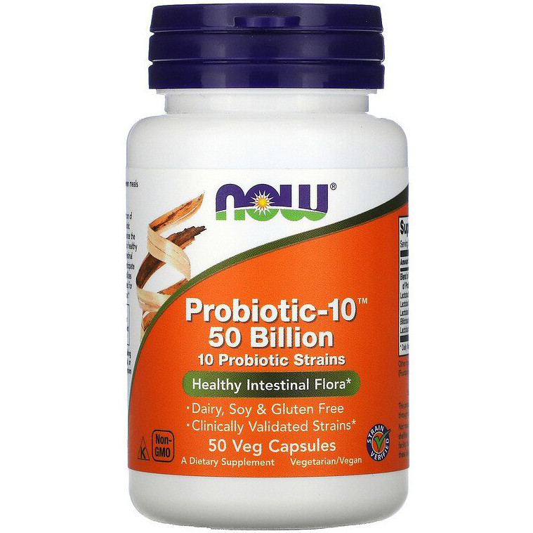 Пробіотики NOW Foods "Probiotic-10" 50 млрд КУО (50 капсул), ціна: 1732 ...