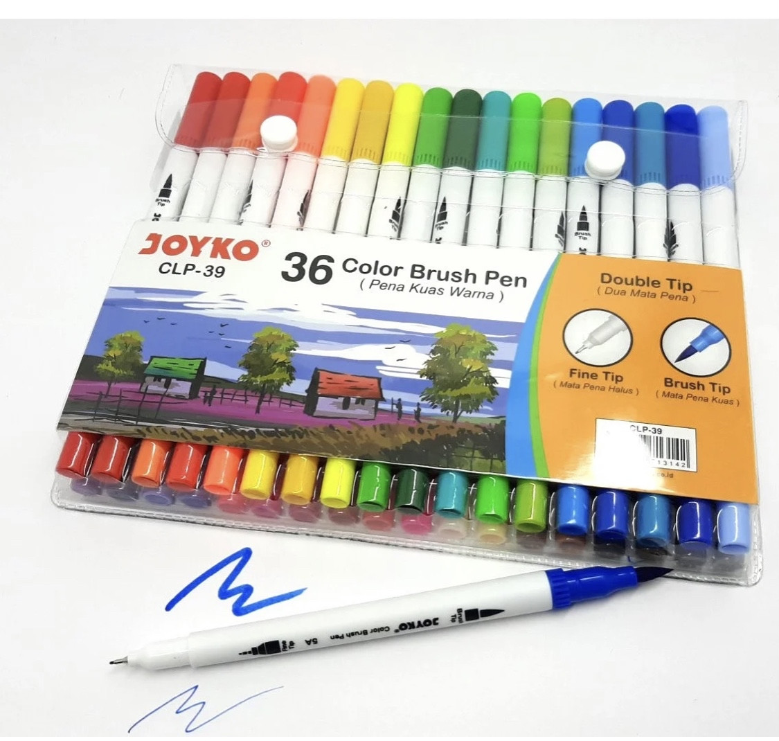 Фломастери Joyko, двосторонні, пензлик-лайнер, 36 кольорів: продаж ...