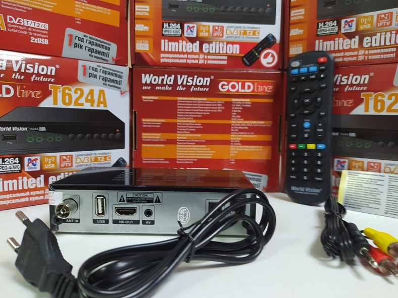 Приставка Т2 World Vision T624A H. 264 DVB-T/T2/C тюнер ресивер приймач ...