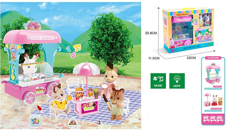 Игровой набор с флоксовыми животными Happy Moment MBE18-6, Машина с ...