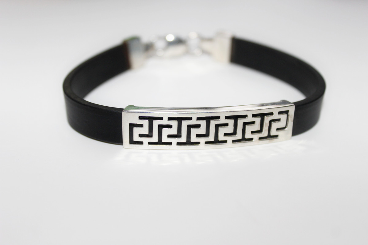 Каучуковый браслет с серебряными вставками "VERSACE" Браслет из каучука ...