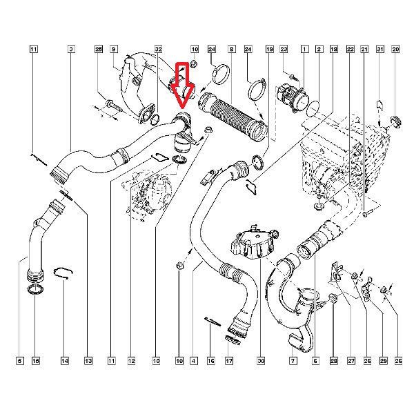 Прокладка резиновая патрубка интеркулера Renault Megane III / Fluence 1 ...
