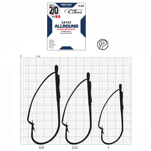 Крючки рыболовные Cobra Кобра ALLROUND сер. CA127 разм. 001 3шт. (ID ...