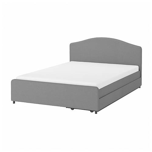 Купить IKEA HAUGA Кровать мягкая, 2 спальных ящика, Vissle grey (393. ...