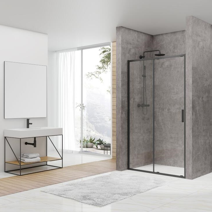 Купить DEVIT FEN3640B ART Душові двері 140, чорний матовий, без піддона, скло прозоре, цена ...