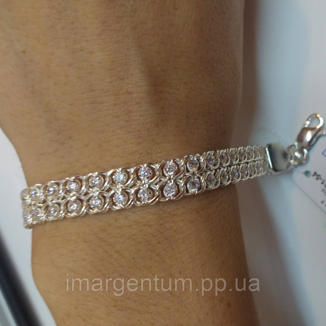 Купить Браслет срібний браслет серебро Двурядная Арабка с камнями 2231 ...