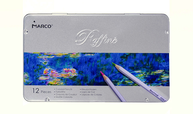 Олівці кольорові Marco Raffine 12 кольорів у металевому пеналі 7100 ...