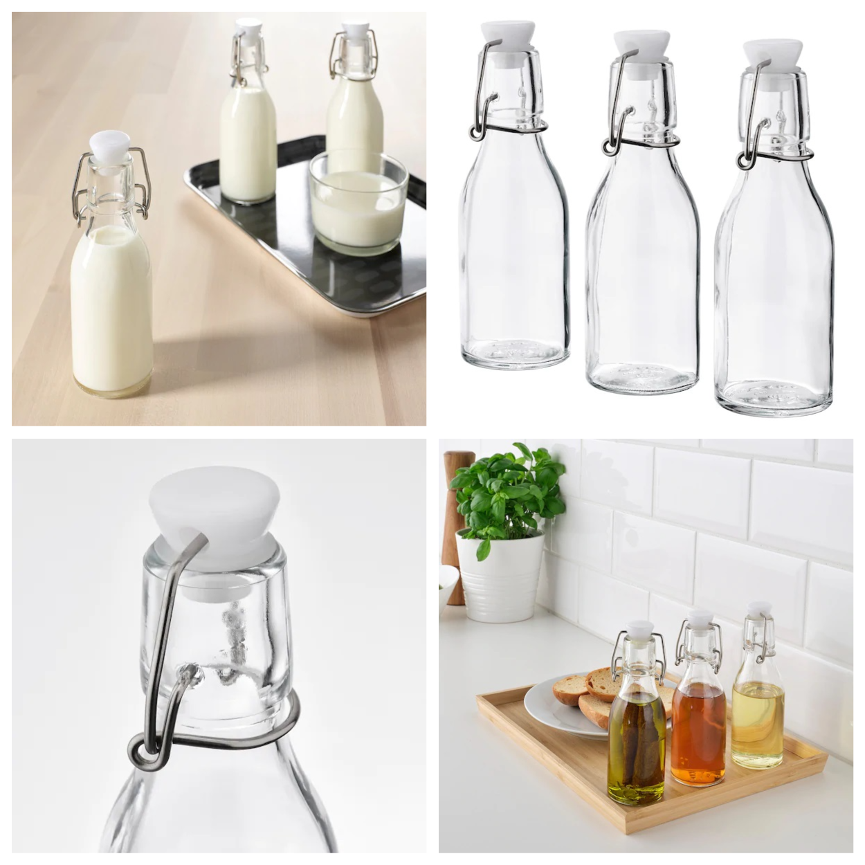 Набор стеклянных бутылок с пробкой IKEA KORKEN (3 шт) 150 мл прозрачная ...