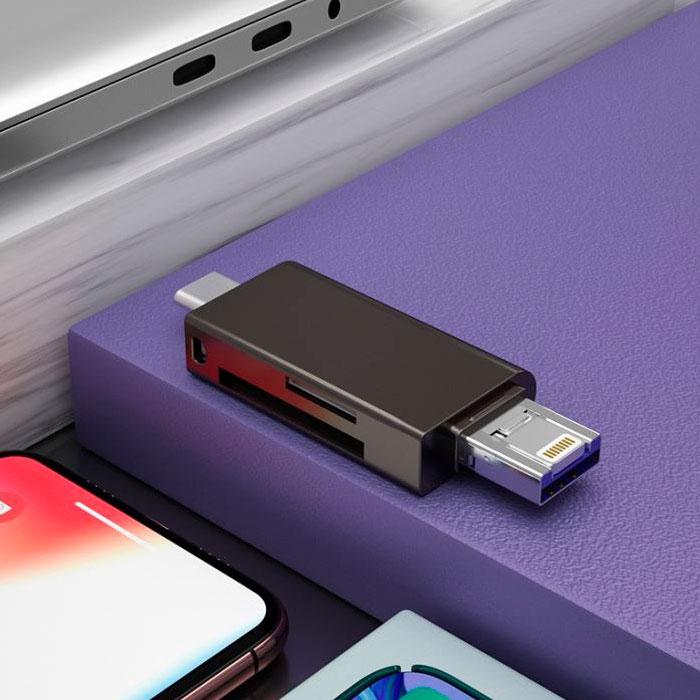 Картрідер Usb Type C перехідник мікро СД на ЮСБ Lightning для