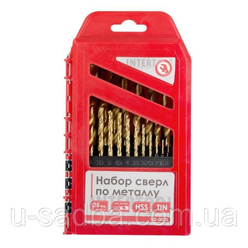 Набір свердел для металу 1-13 мм, HSS 25 шт INTERTOOL SD-0025 (ID#946639195), цена: 466.65 ...