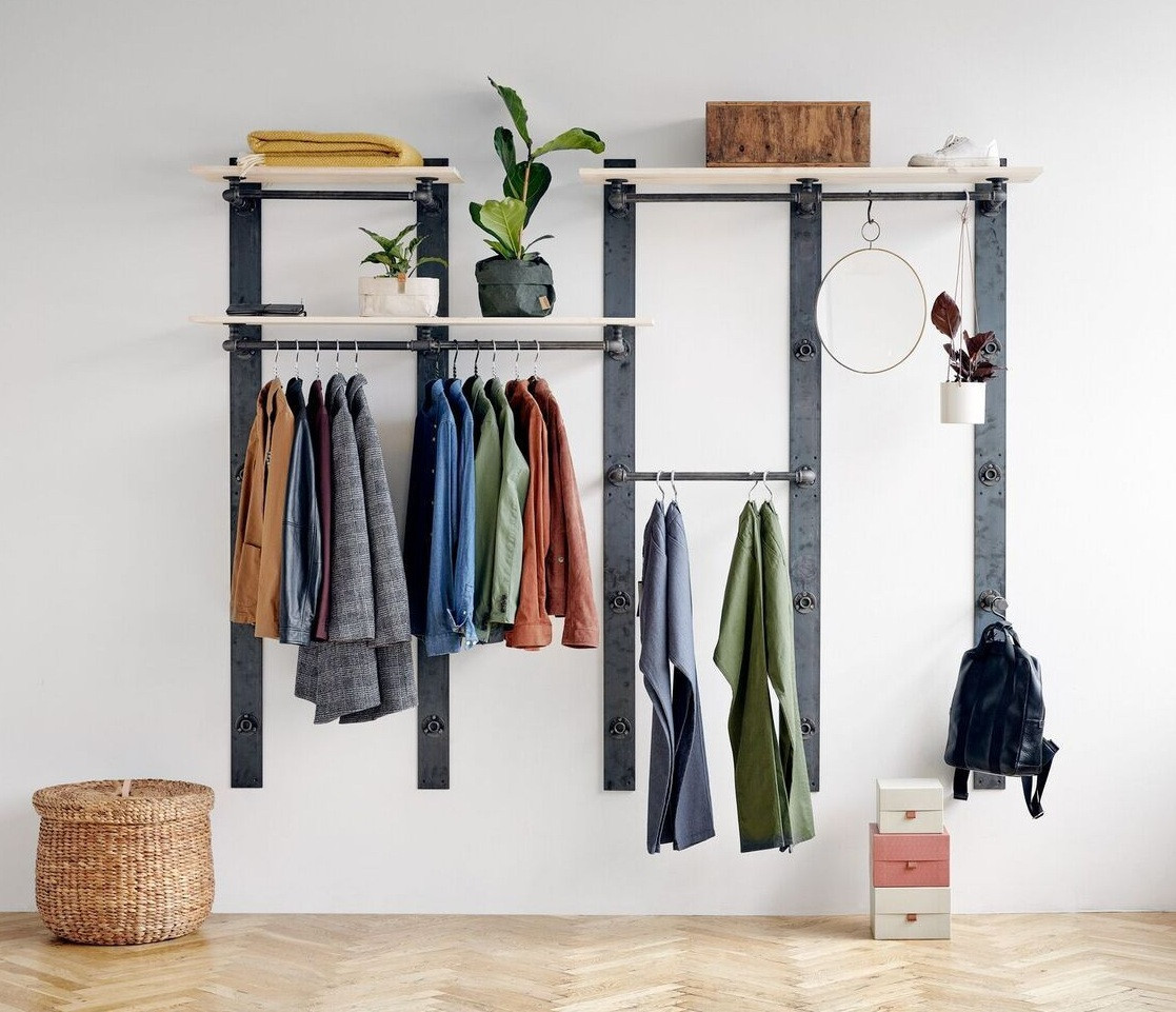 Навесная вешалка-стеллаж для одежды в стиле LOFT (Hanger - 02), цена ...