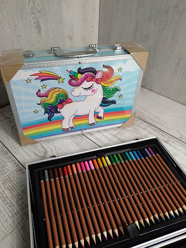 Купить Чемодан для рисования Розовый Единорог двухъярусный кейс с ...