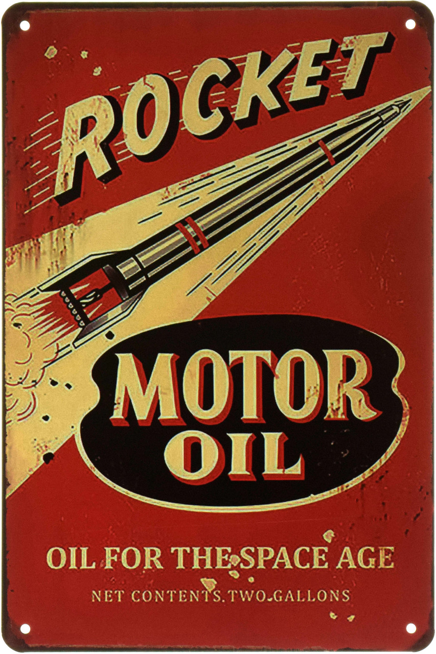 Металева табличка / постер "Rocket Motor Oil (Масло Для Космічної Ери ...