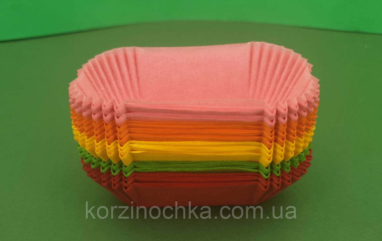 Тарталетка Формочка Бумажная"Прямоугольная Микс(80*35*30,5)(100шт)П-8(1 ...