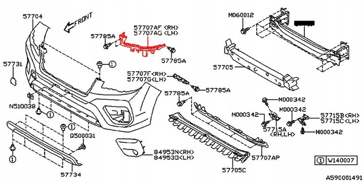 Купить Крепление переднего бампера Subaru Forester 2019- правое (под ...