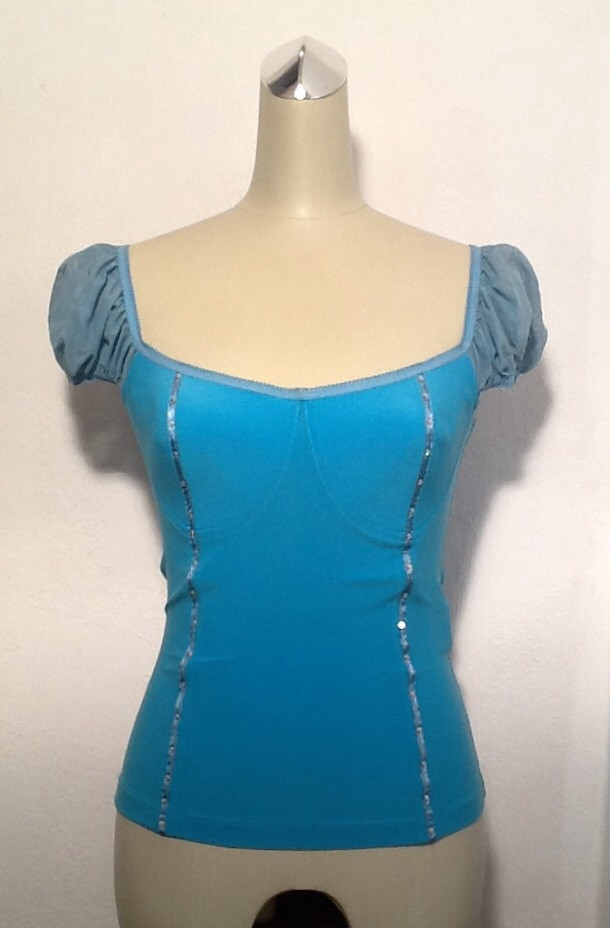 Купить Футболка женская Balizza голубая со стразами приталенная ...