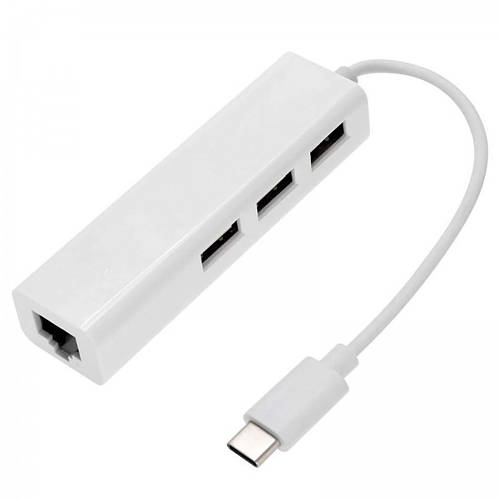 Переходник Type-C to Ethernet LAN+3 USB Adapter для MacBook / RJ45 ...